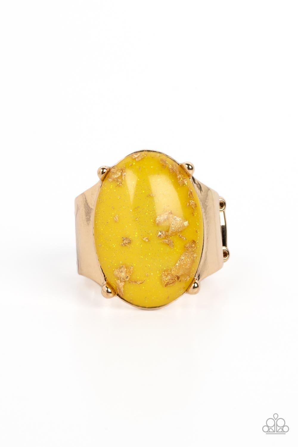 Paparazzi Jewelry Gold Leaf Glam - Yellow Ring Bling By Jessiek – Bling ...